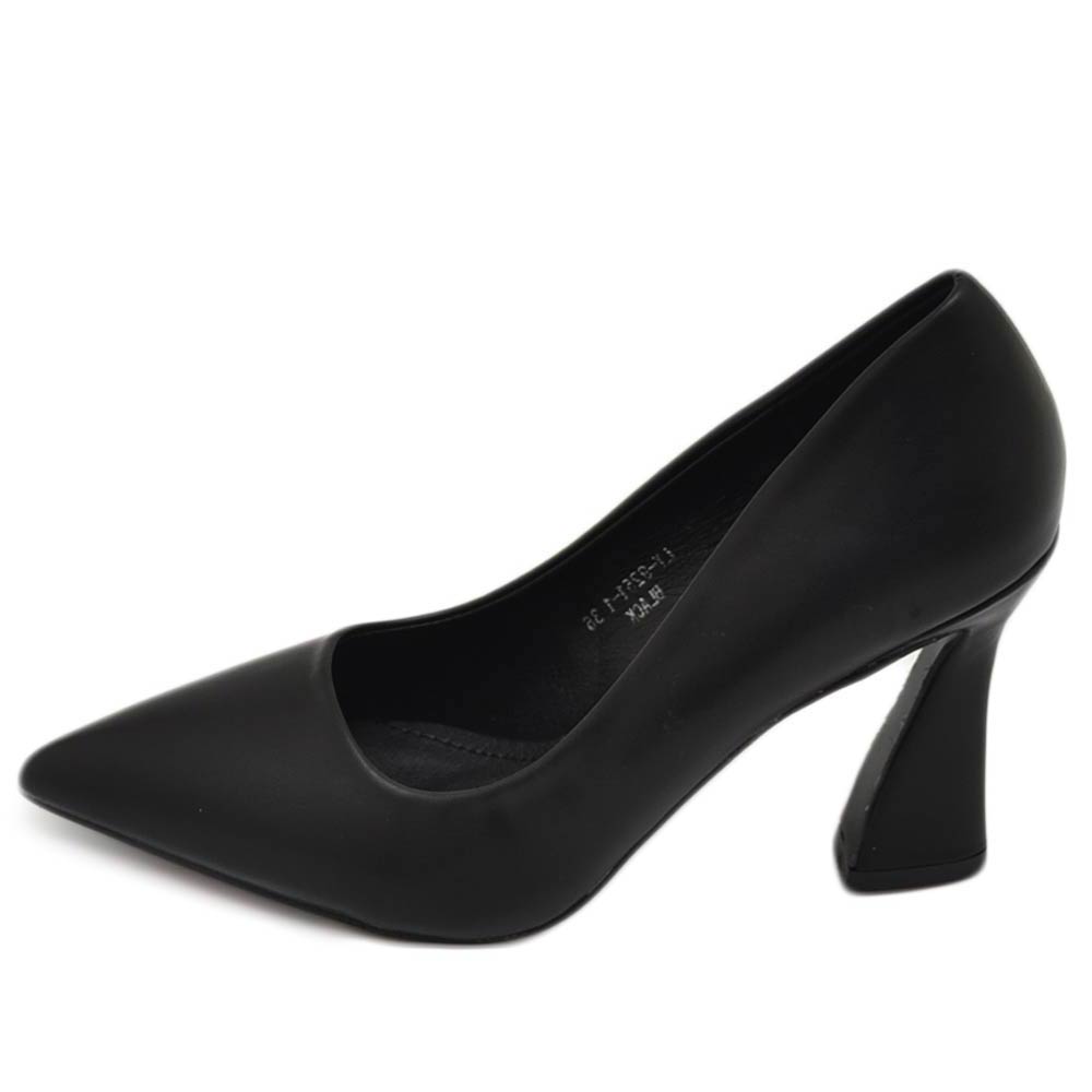 Decollete' scarpe donna eleganti a punta nero pelle tacco martini 8 ...