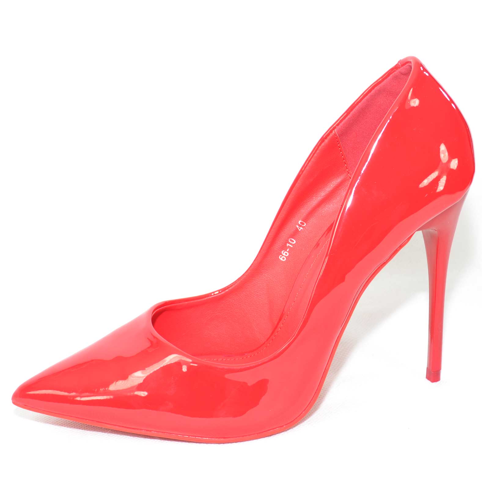 scarpe donna eleganti lucido a punta in vernice rossa tacco a spillo ...