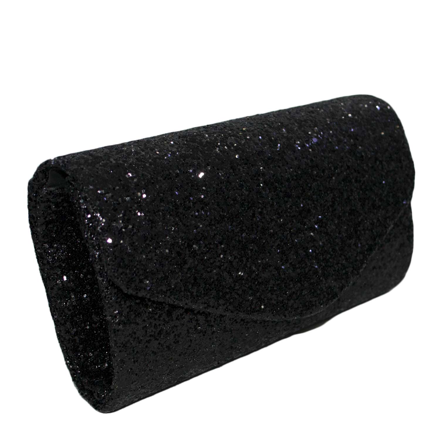 Pochette cloutch glitterata nera da cerimonia handmade con cinturino e ...