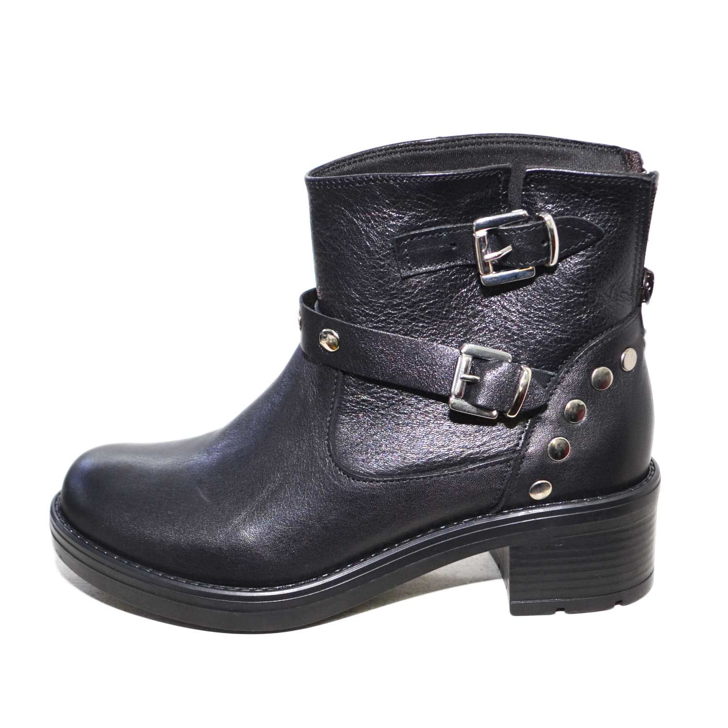 Stivaletti donna art.4325 nero in vera pelle made in italy fondo ...