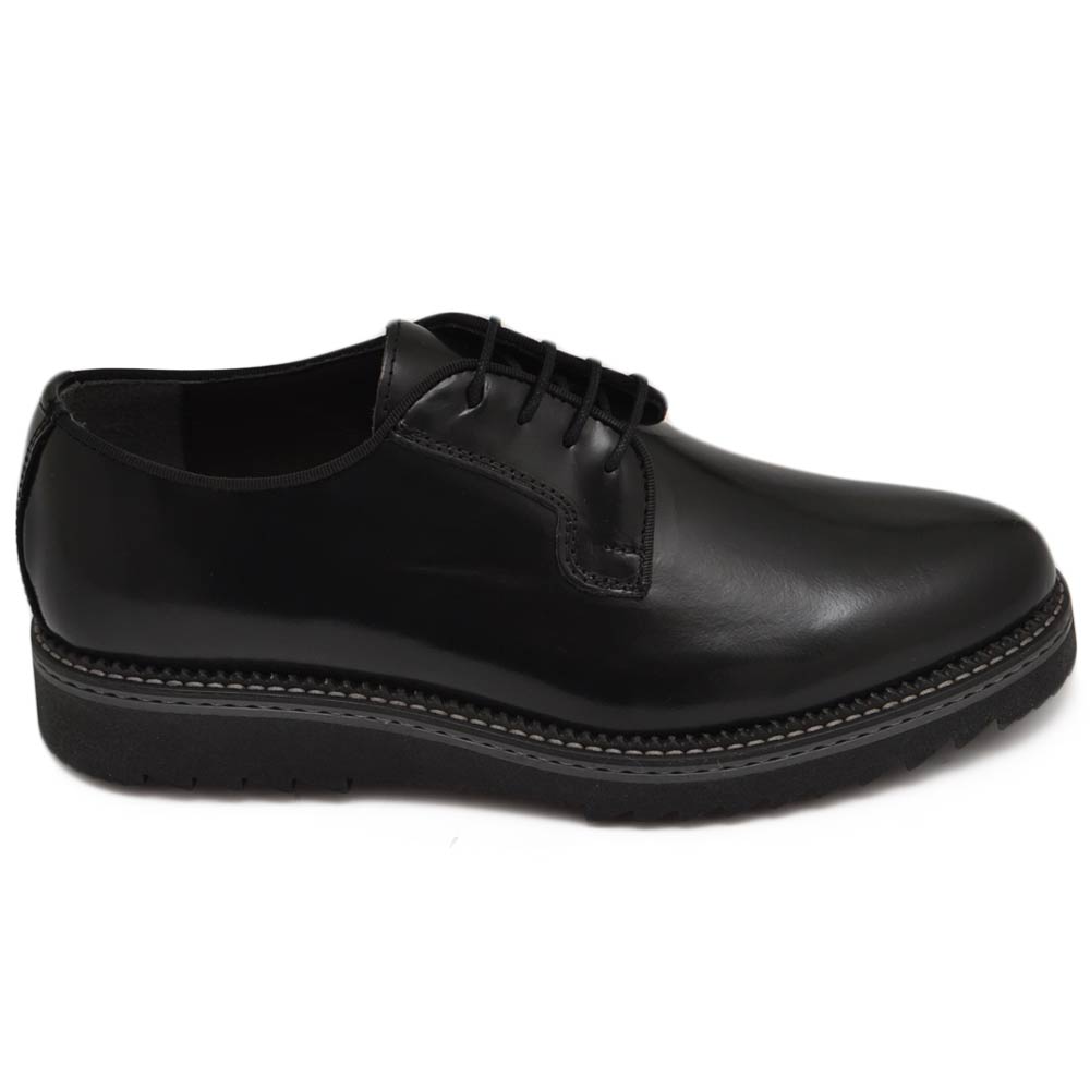 SCARPE UOMO STRINGATE LISCIO ABRASIVATO NERO MADE IN ITALY FONDO ...