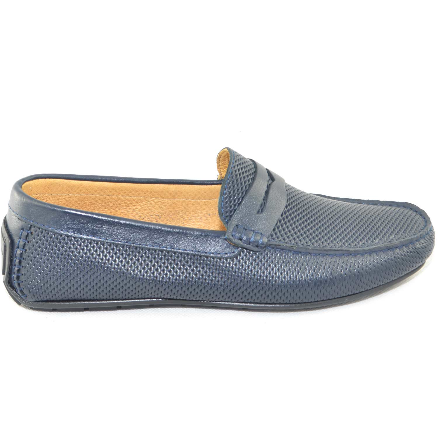 mocassino car shoes uomo blu traforato comfort man casual made in italy ...