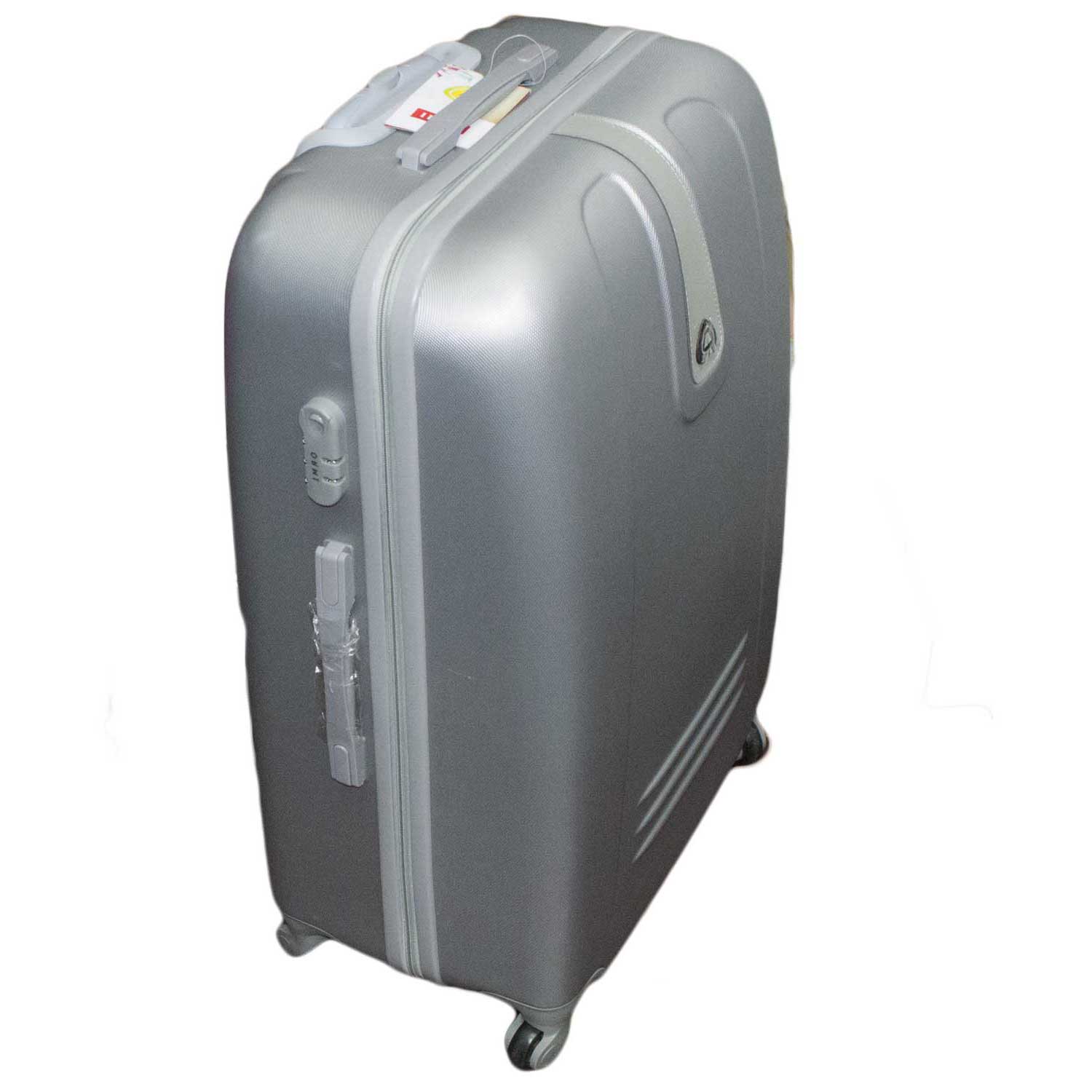 Set di 3 valigie argento con struttura rigida trolley valigie bagaglio ...