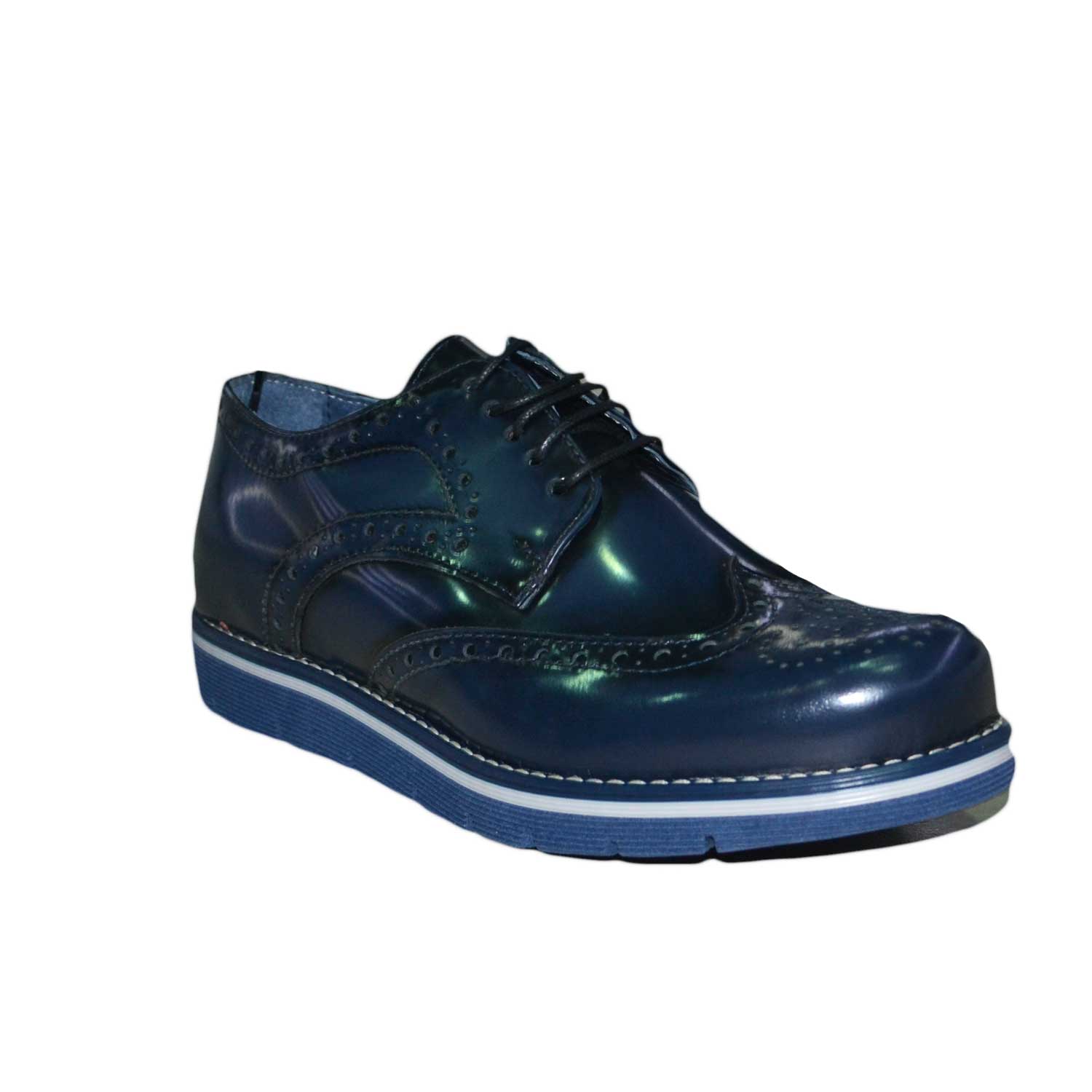 Sneakers uomo lacci stringhe vera pelle abrasivato blu made in italy ...