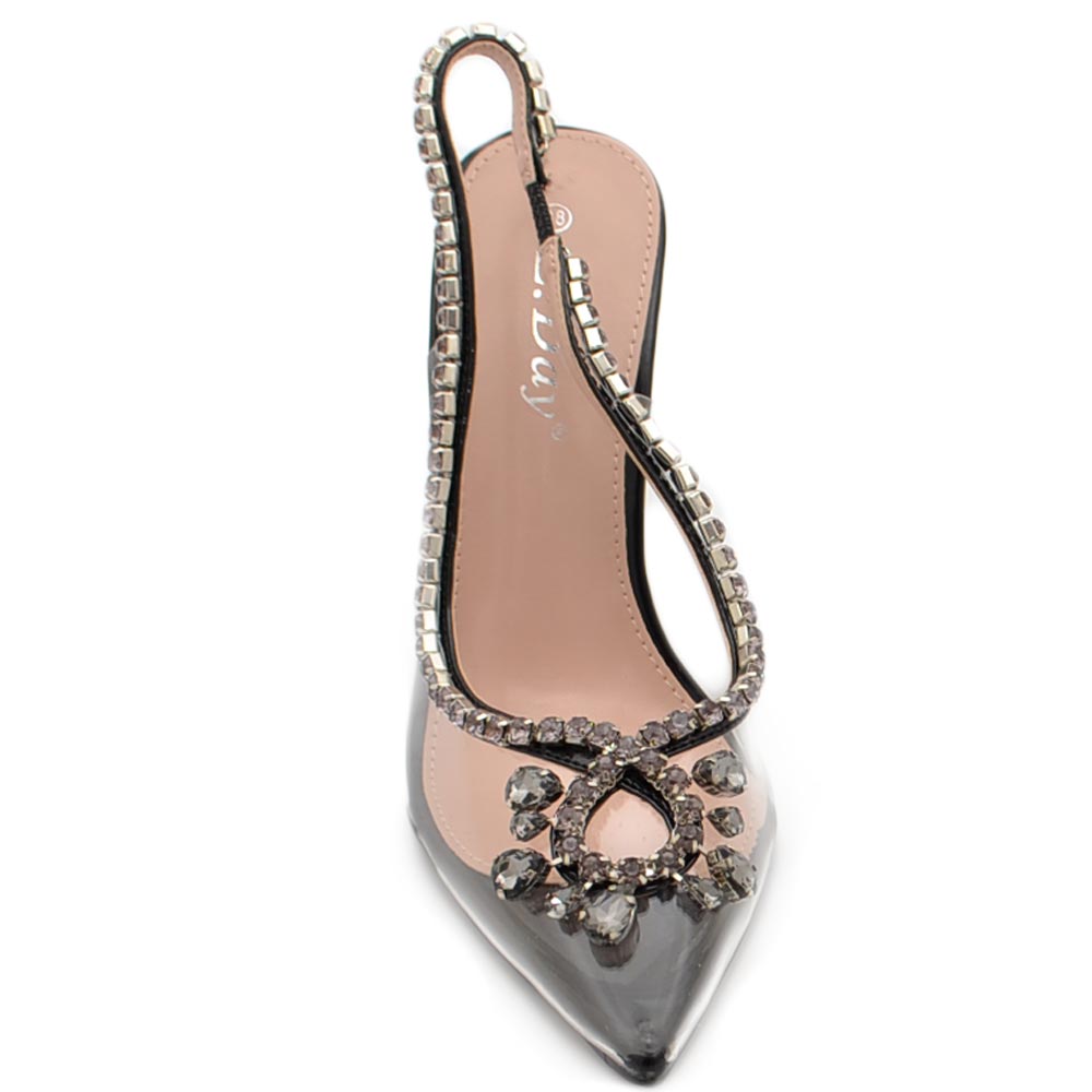 Scarpe decollete' donna completamente trasparenti con gioiello in punta ...