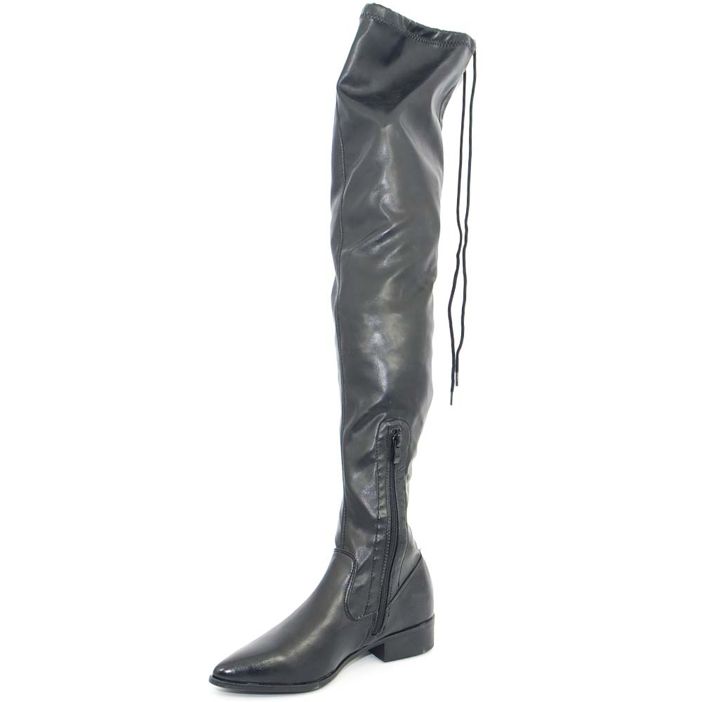 STIVALE DONNA ALTO IN PELLE SOPRA AL GINOCCHIO LACCETTO REGOLABILE ZIP ...