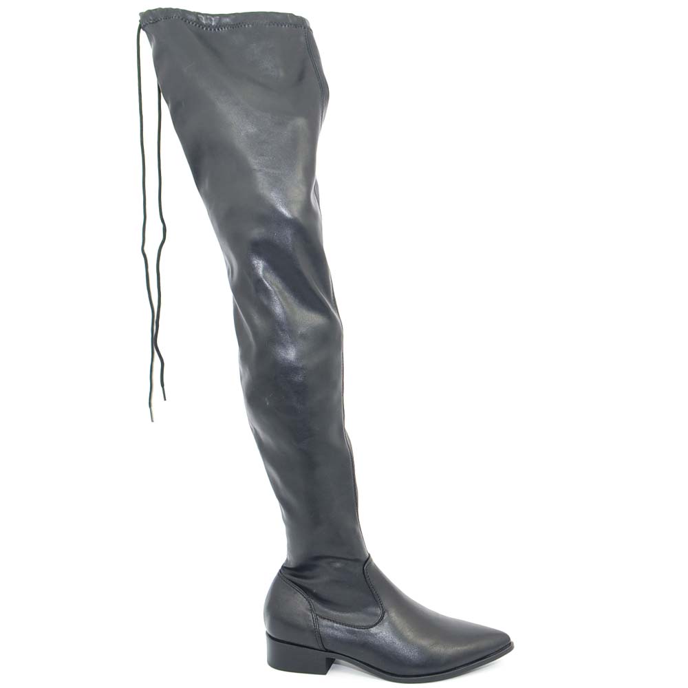 STIVALE DONNA ALTO IN PELLE SOPRA AL GINOCCHIO LACCETTO REGOLABILE ZIP ...