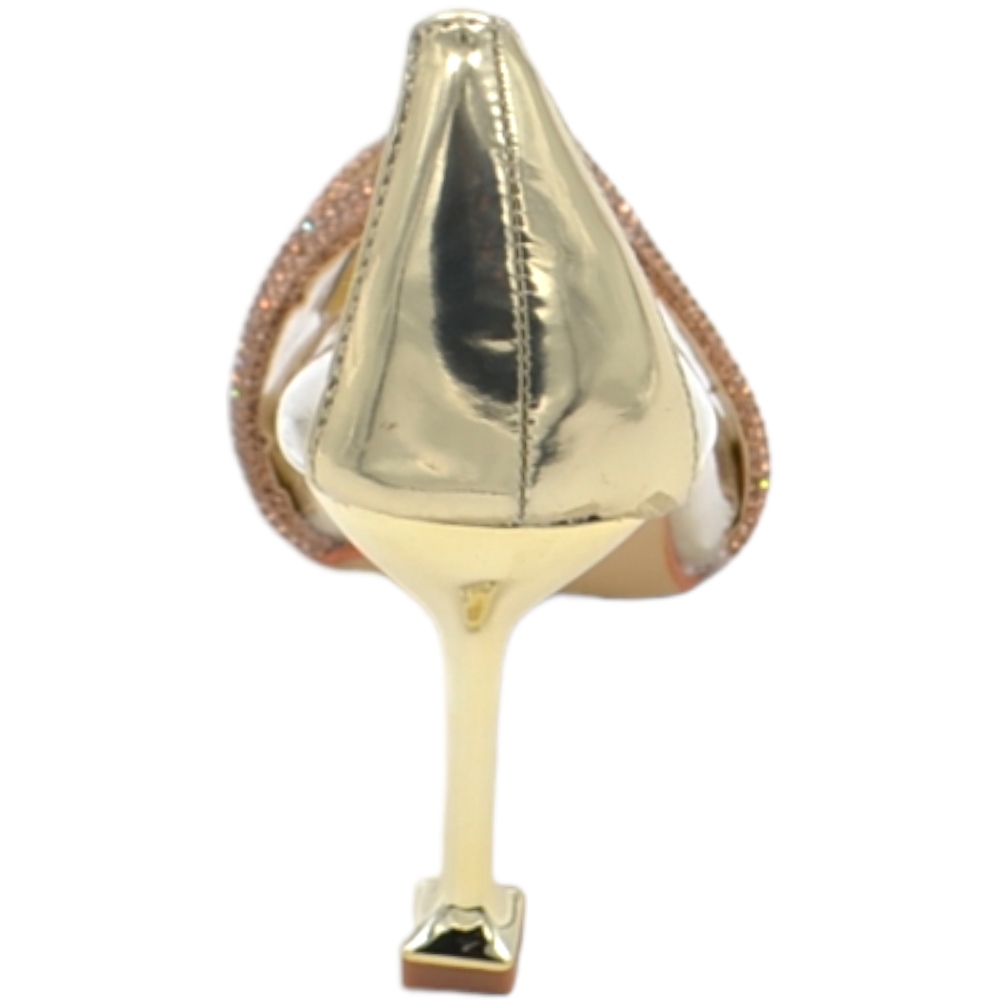 Decollete scarpa donna a punta trasparente con nodo oro gioiello ...