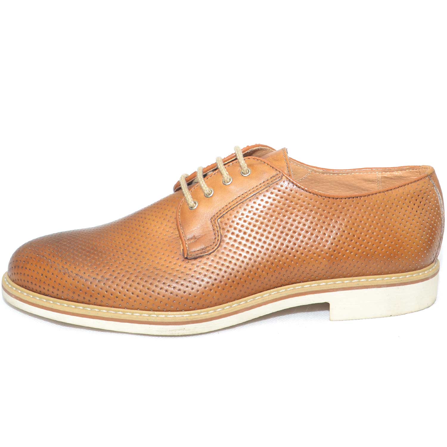 Scarpe classico sportivo cuoio stringate microforate fondo ultraleggere ...