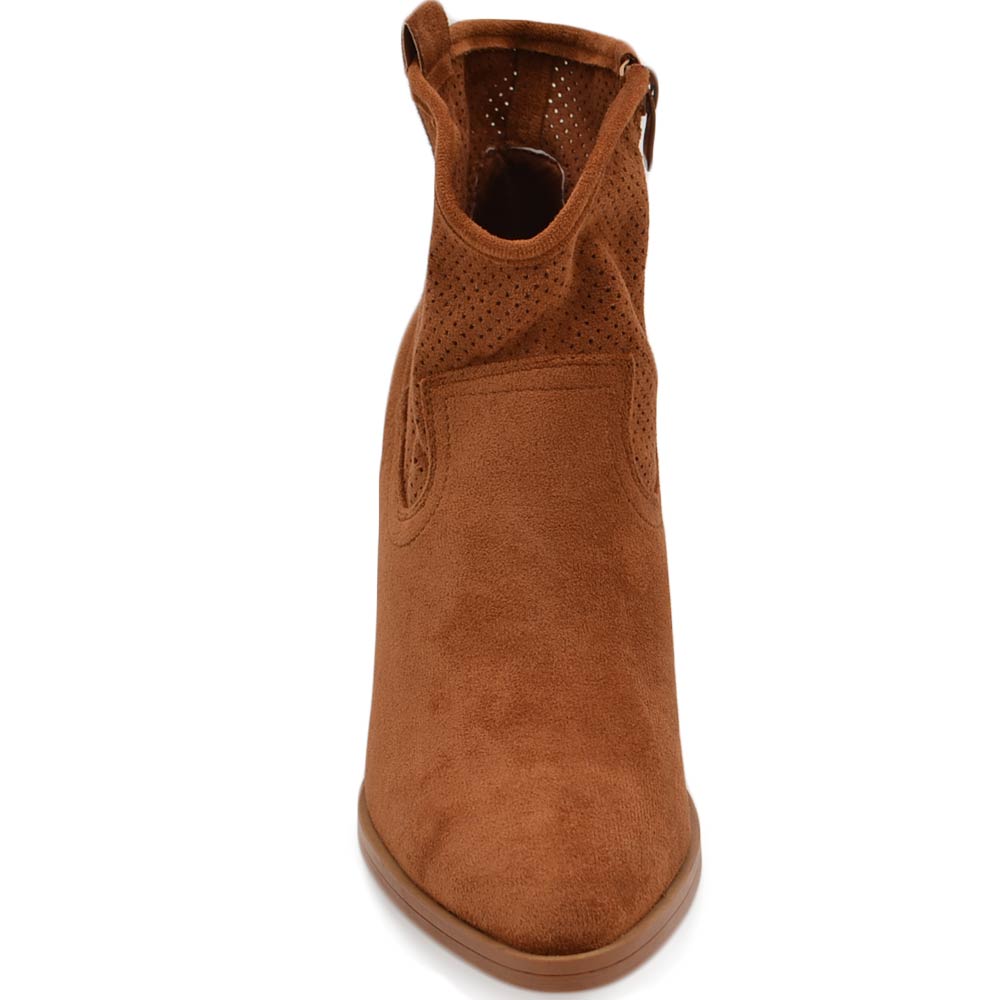 Texano tronchetti donna camperos in camoscio cuoio stivaletti con tacco ...