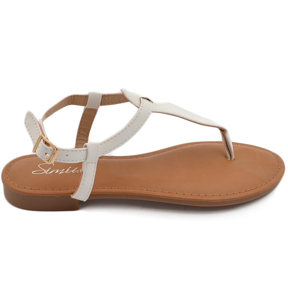 Sandalo basso bianco infradito in morbida ecopelle cinturino alla ...