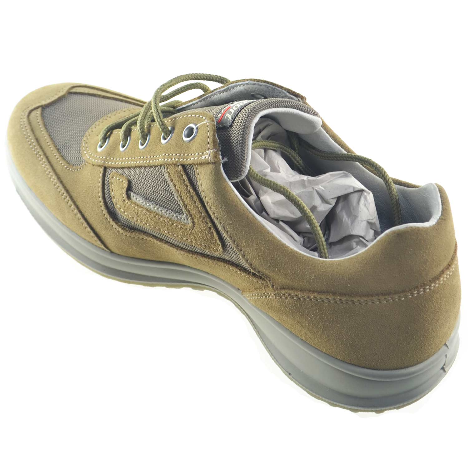 Scarpe uomo light step man grisport beige tessuto e vera pelle ...