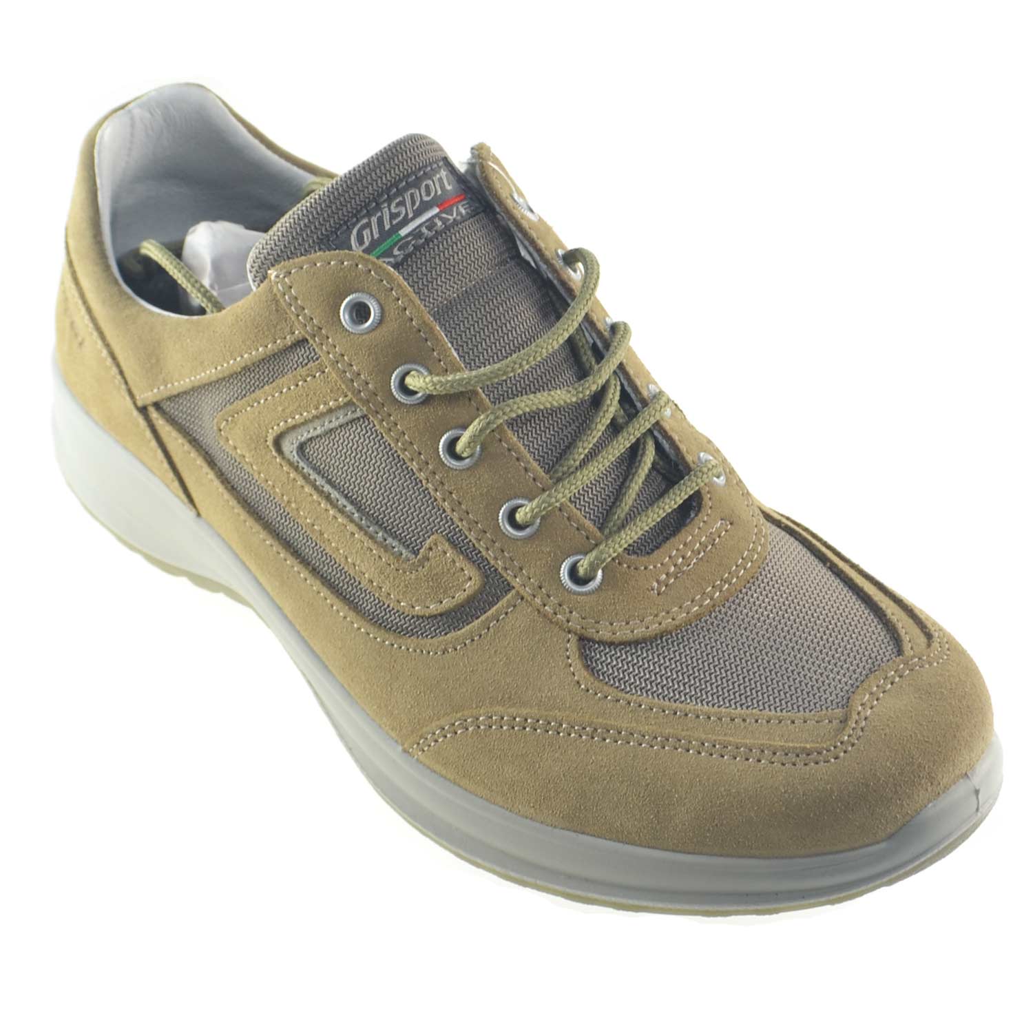 Scarpe uomo light step man grisport beige tessuto e vera pelle ...