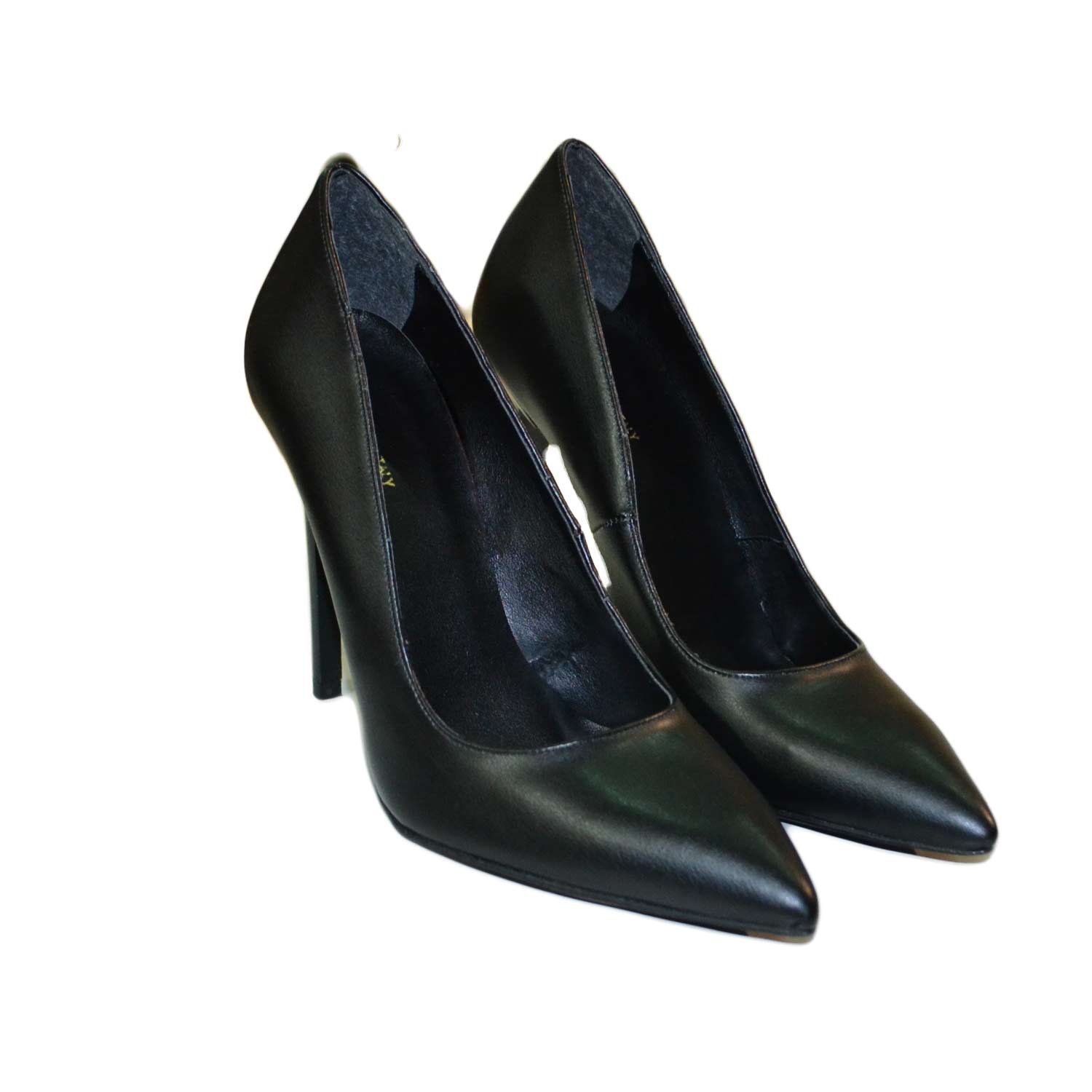 Decollete donna scarpe pelle nero linea curva decollete con tacco alto ...