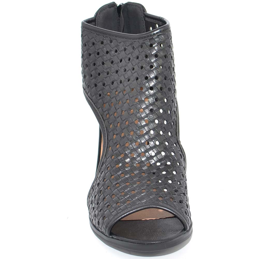 Tronchetto donna estivo nero con tacco largo comodo aperto ai lati ...