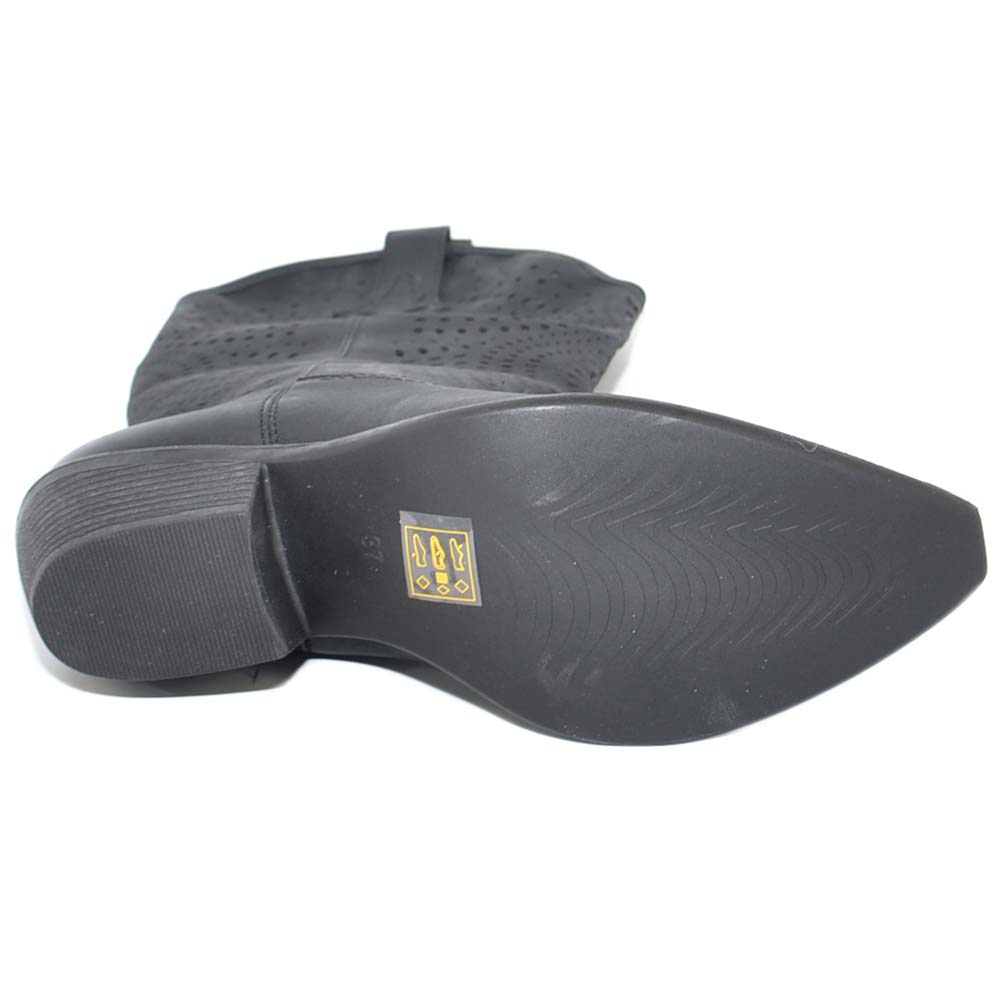 Stivali donna camperos texani stile western neri con gambale traforato ...