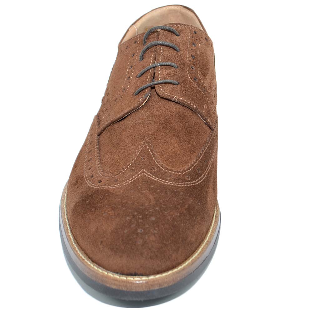 Scarpe uomo stringate francesina vera pelle scamosciata marrone made in ...