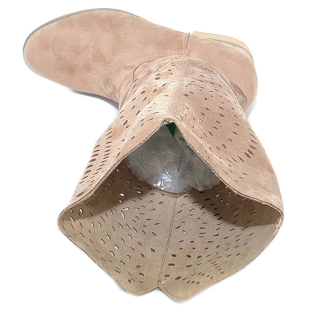 Stivale donna estivo tortora con zeppa para interna con gambale ...